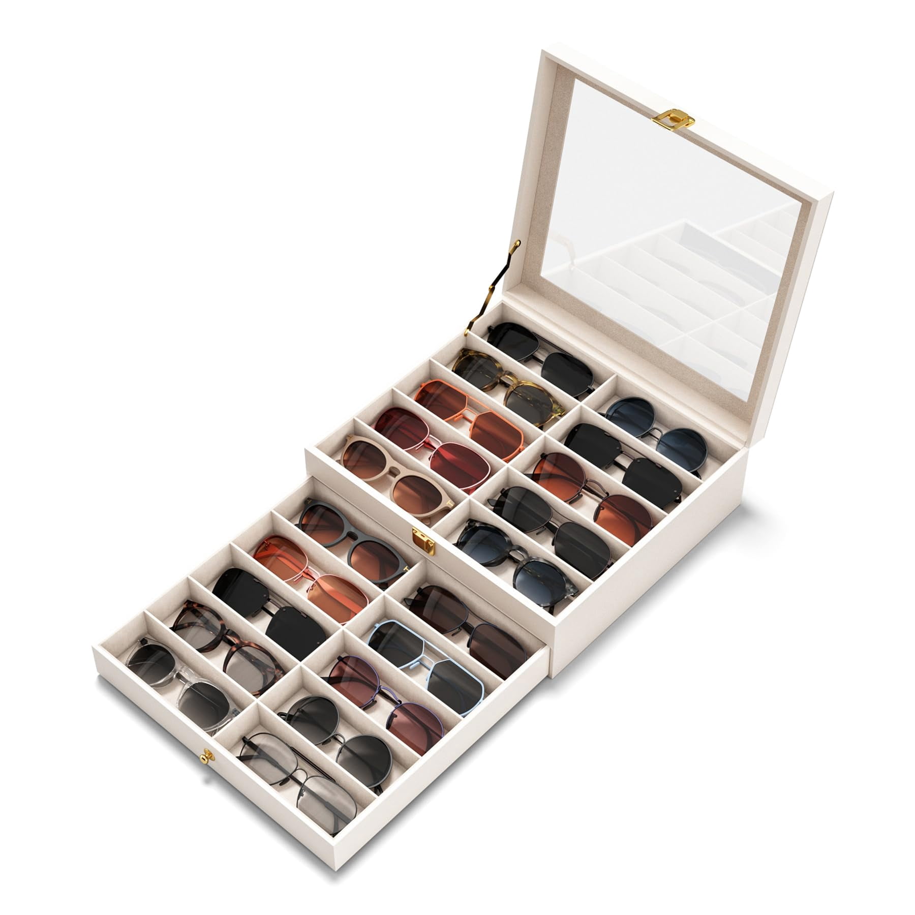 20 Slots Sunglass Organizer for Women Men Sunglasses Storage Box ...