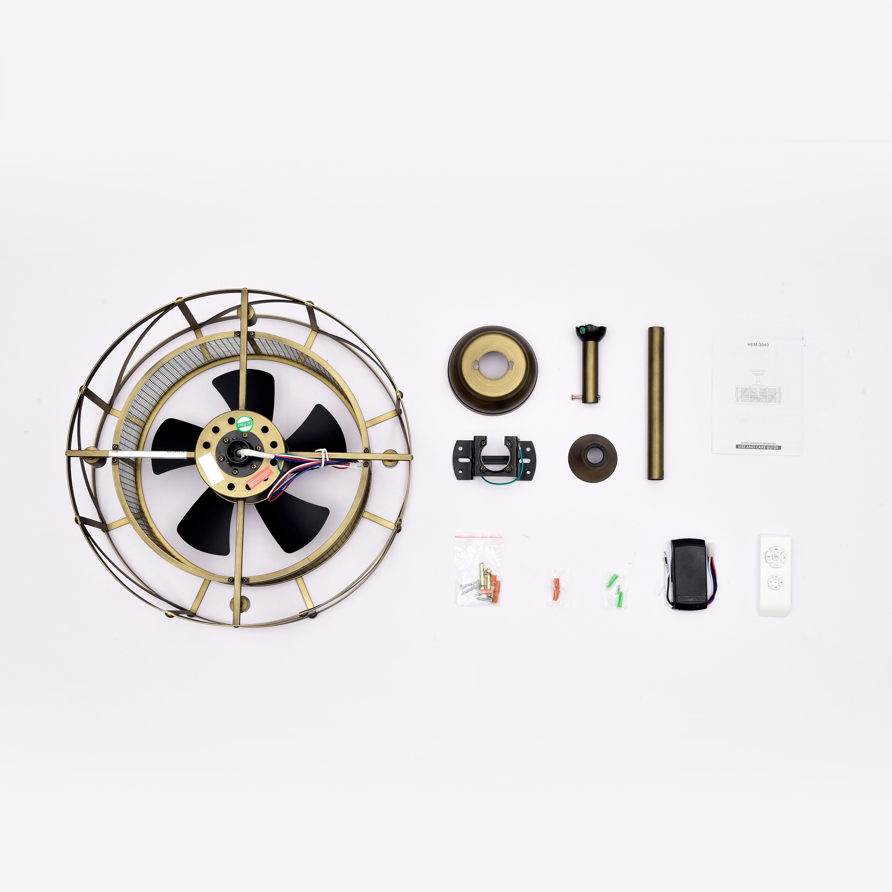 20'' Small size ceiling fan with kit ,5 ABS blades Antique brown ...