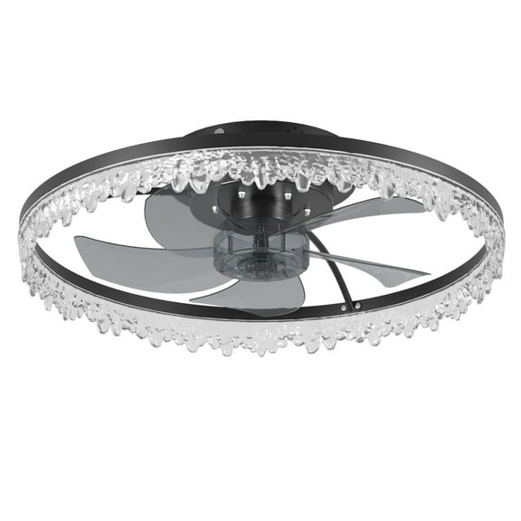 20" Smart Ceiling Fan with Light, Crystal Flush Mount, Quiet DC Motor ...