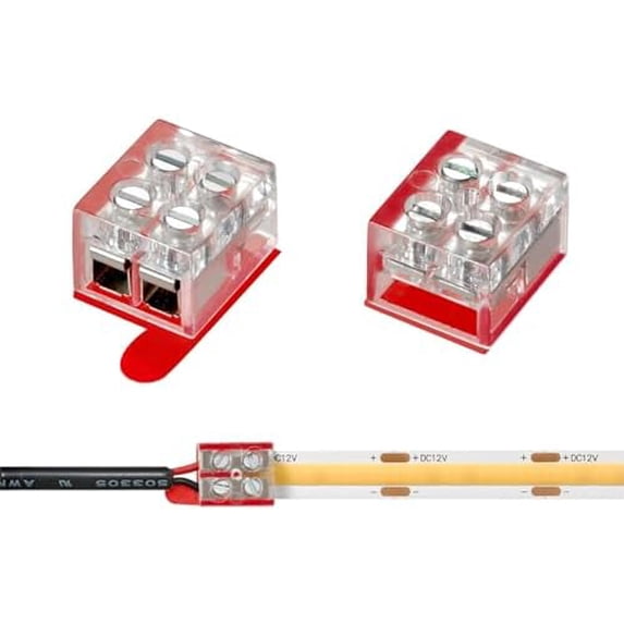 20 Solderless Strip Connectors 2 Pin 8mm Transparent Quick Connect for ...