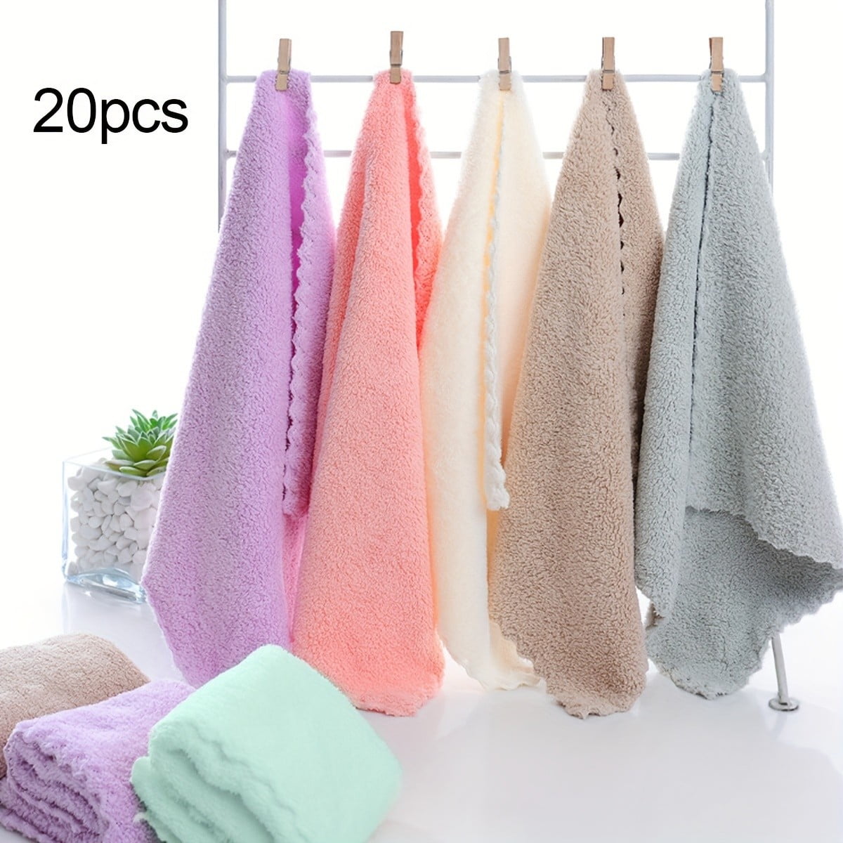 20 Solid-Color Towels: Ultra-Absorbent & Quick-Drying! Suitable for ...