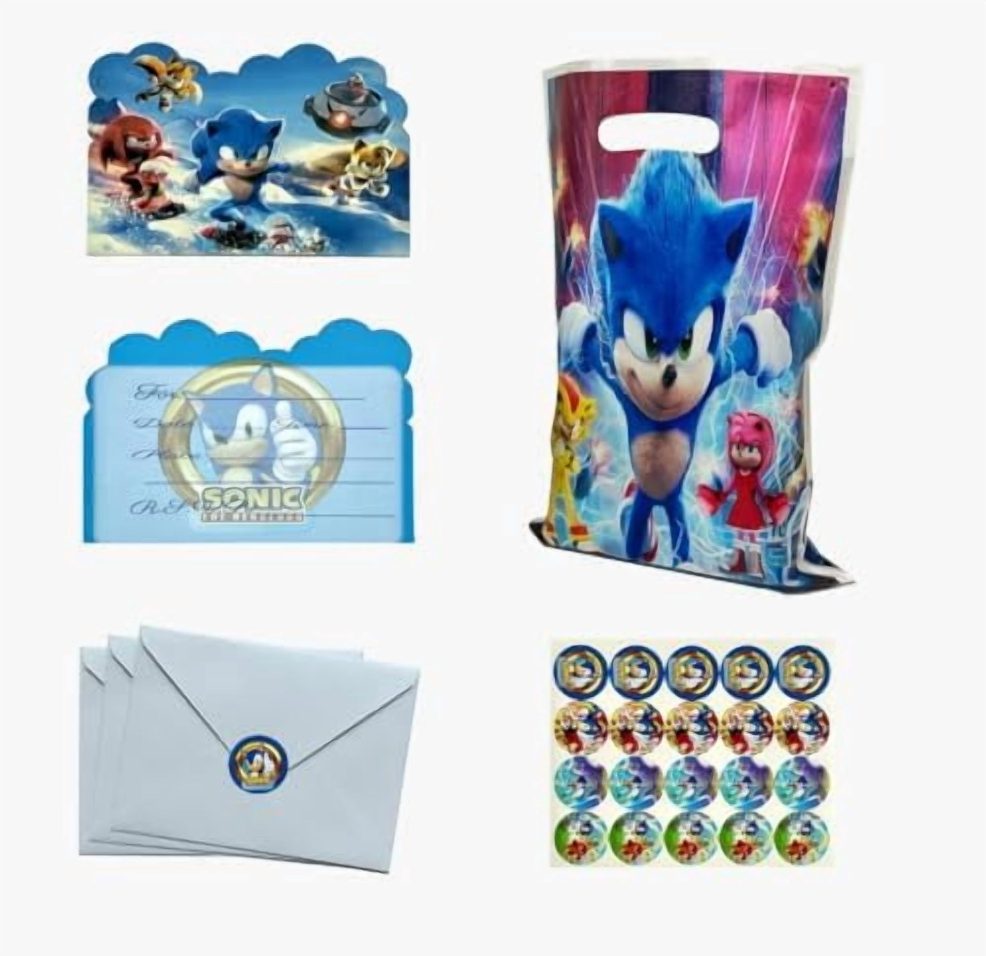 20 Sonic invitation card & 20 white envelopes with 20 Sonic stickers ...