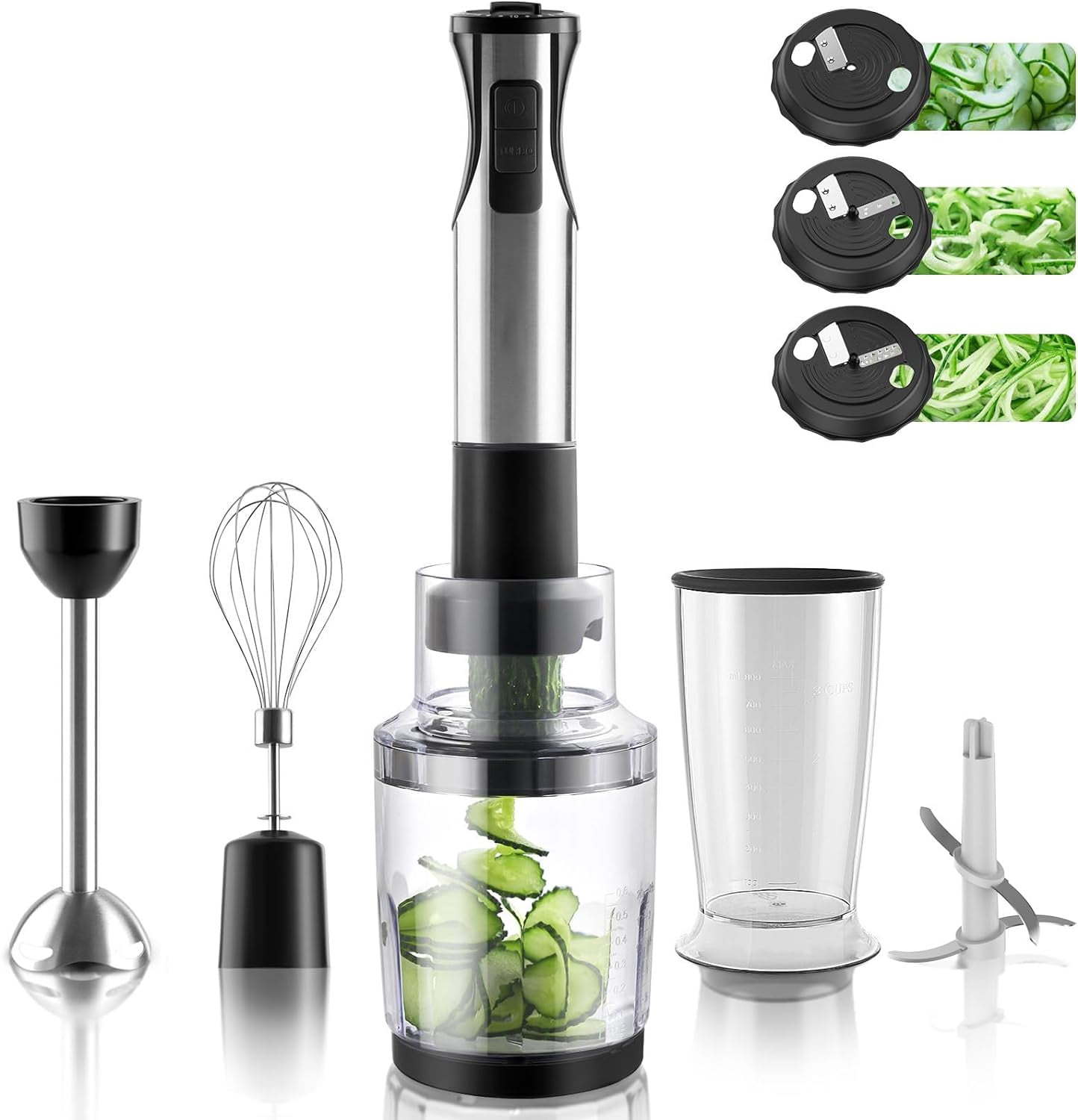 800W 20 Speed Immersion Blender, 7 in1 with 1000ml Chopper, 3 Blade ...
