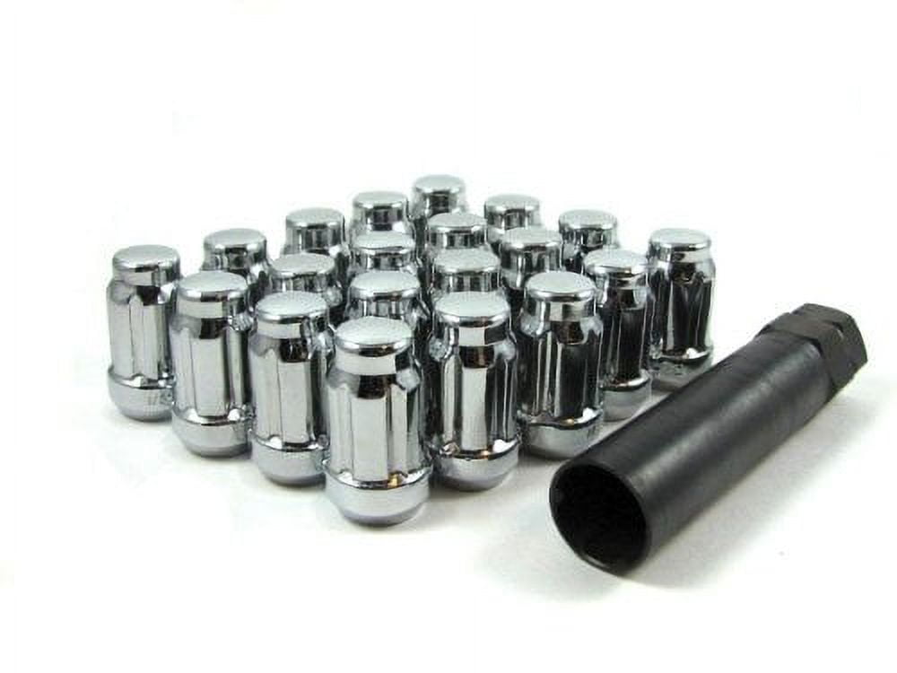 20 Spline Drive Small Diameter Acorn 7/16" Chrome Lug Nut Kit with Key ...