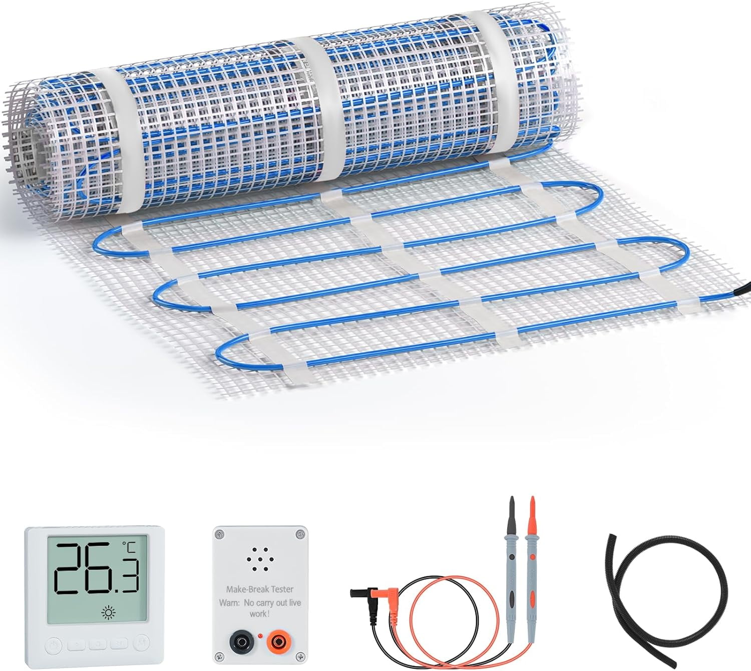 20 Sqft Electric Heated Floor Mat Kit, 120V Electric Radiant Floor ...