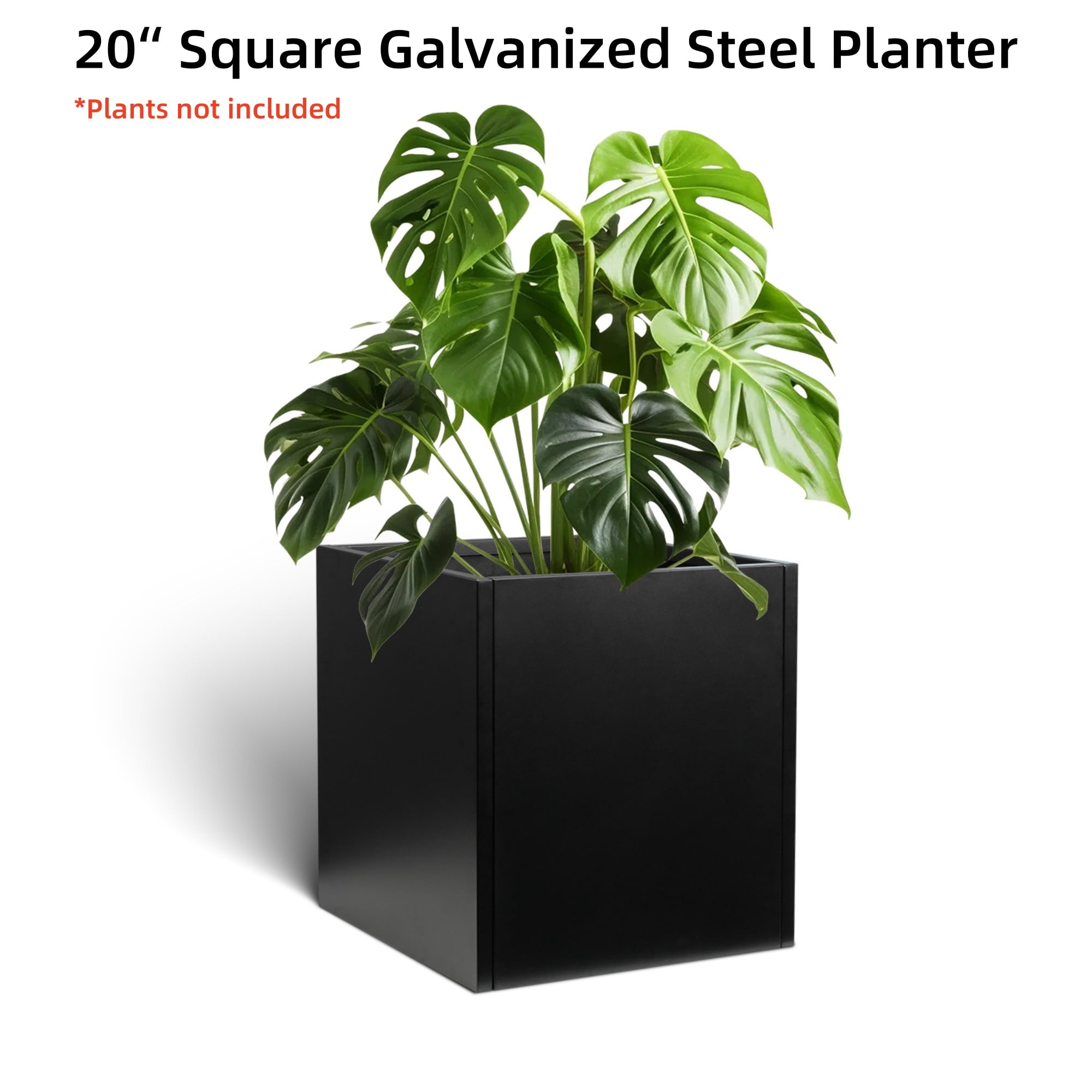 20" Square Planter Box with Drainage Hole Large Garden Pots for Front ...