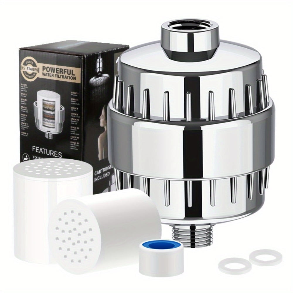 20-Stage Hard Water Shower Filter with 2 Replaceable Cartridges, High ...