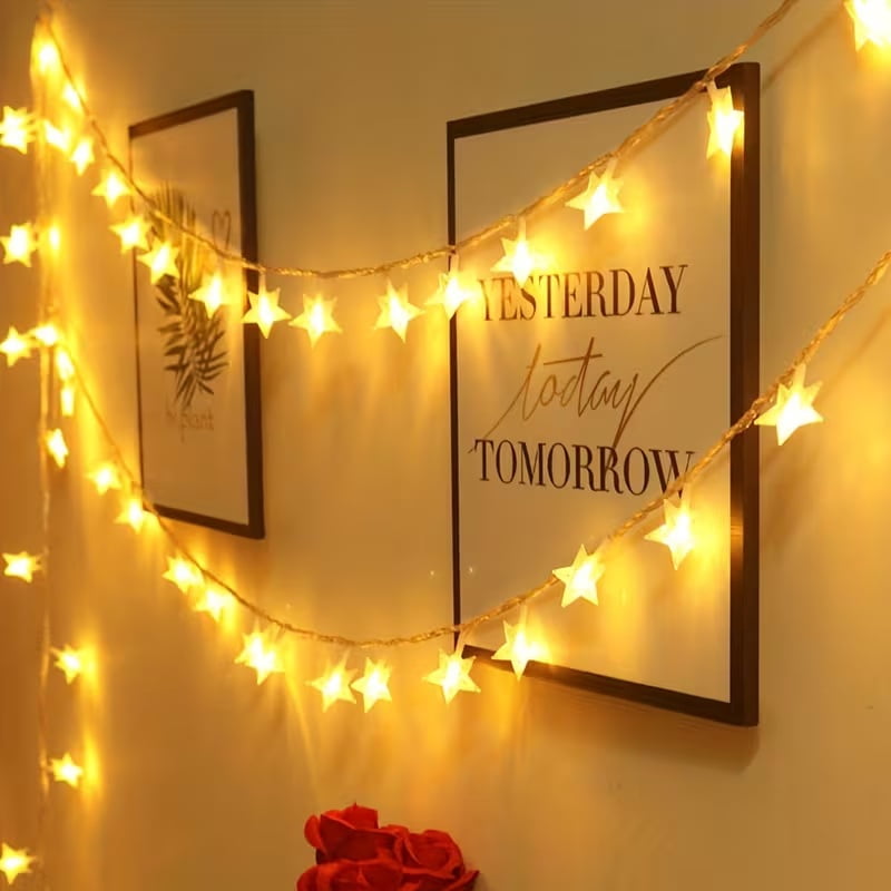 20 Star Shaped LED String Lights - Battery Powered Fairy Lights for ...