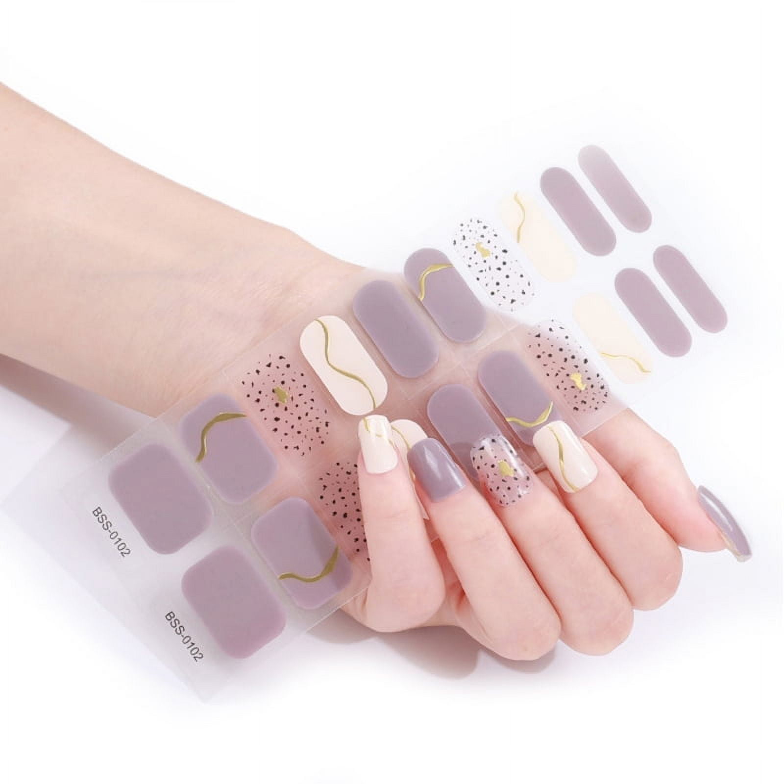 20 Sticker Semi Cured Gel Nail Polish Strips Gel Nail Full Wraps Strips ...