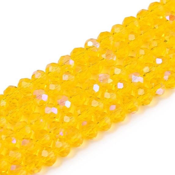 20 Strand Electroplate Glass Beads Strands Half Rainbow Plated Faceted ...