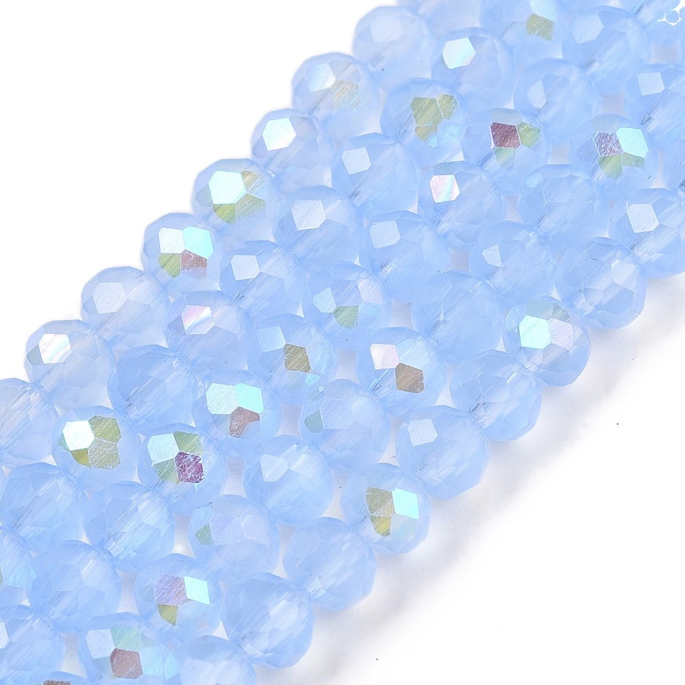 20 Strand Electroplate Glass Beads Strands Imitation Jade Beads Rainbow ...