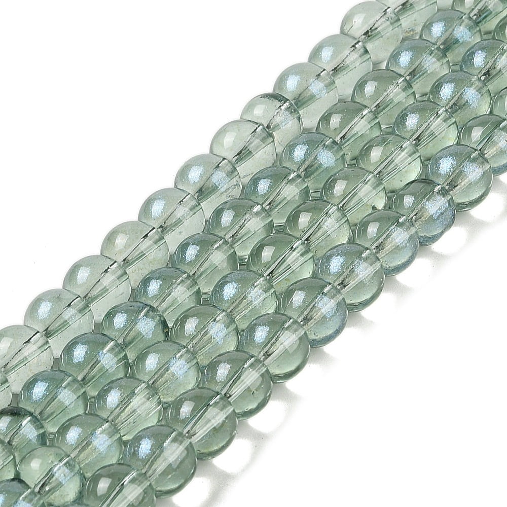 20 Strand Glass Bead Strands with Glitter Powder Round Green 10x9mm ...