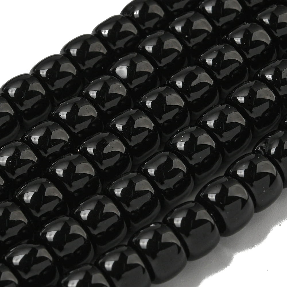20 Strand Opaque Glass Beads Strands Barrel Black 8x6mm Hole: 1.6mm ...