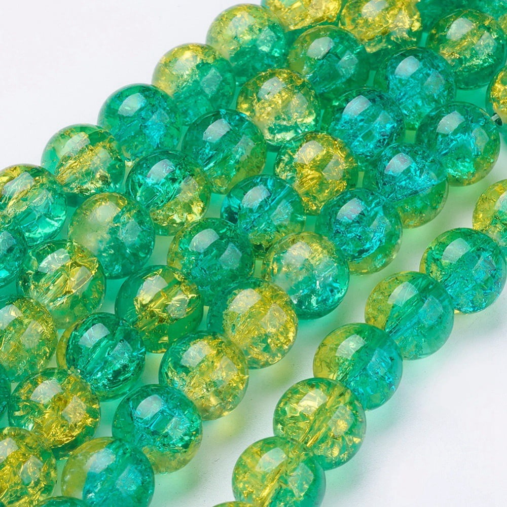 20 Strand Spray Painted Glass Beads Strands Round Two Tone Medium ...
