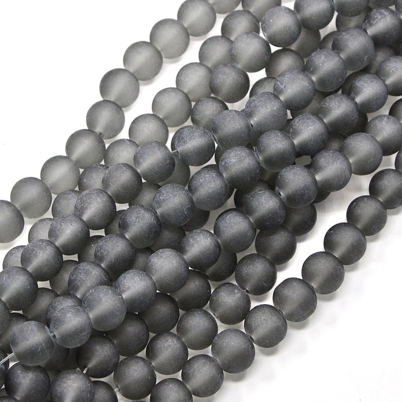 20 Strand Transparent Glass Bead Strands Frosted Round Gray 10mm Hole ...
