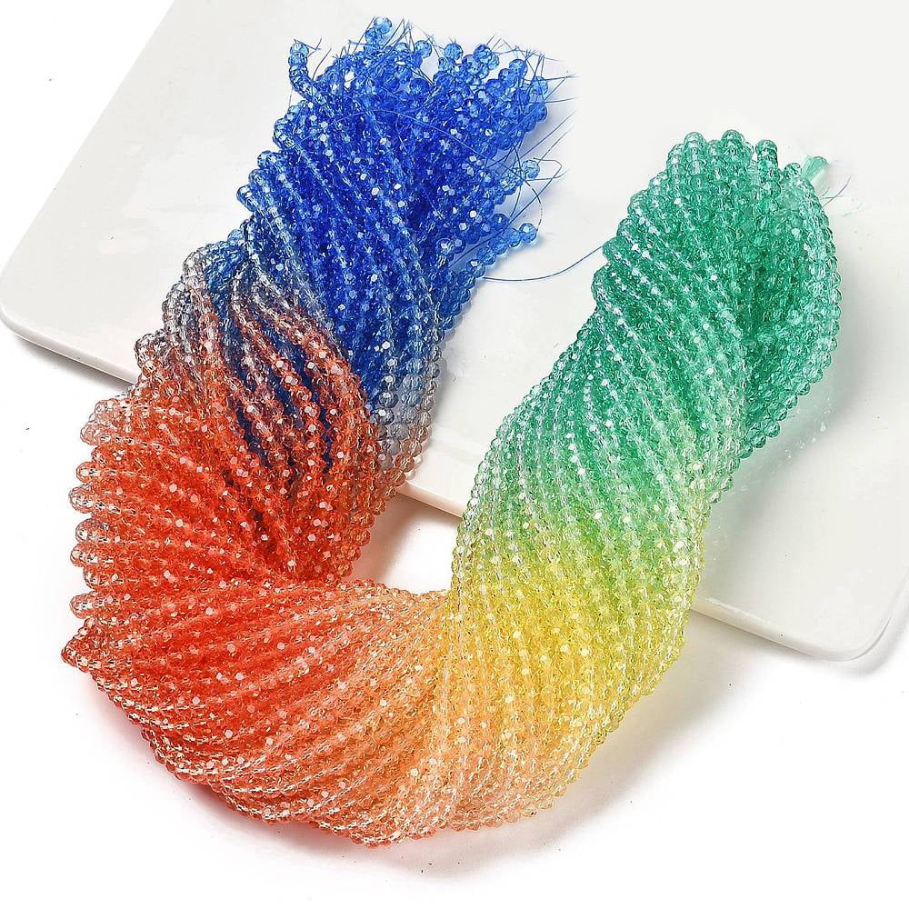 20 Strand Transparent Painted Glass Beads Strands Faceted Rondelle ...