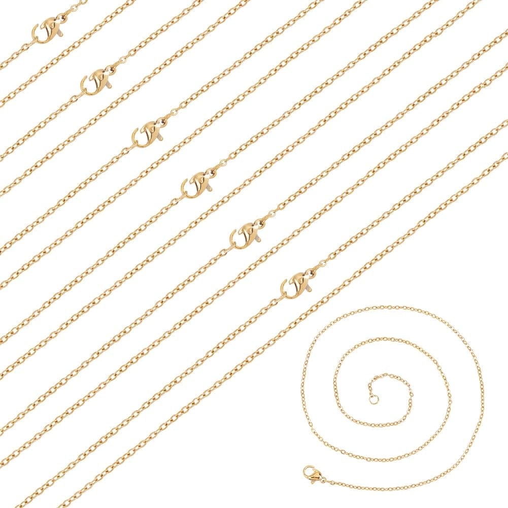 20 Strands 17.7 Inch 304 Stainless Steel Necklace Chains 1.5mm Thin ...