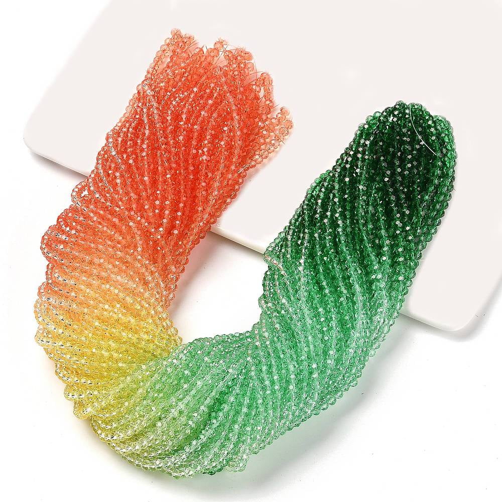 20 Strands Transparent Painted Glass Beads Strands Faceted Rondelle ...