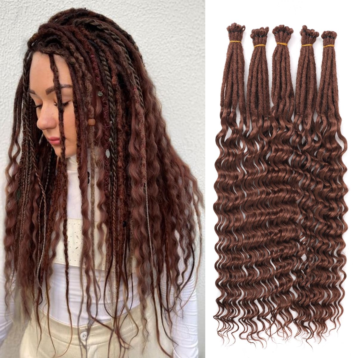 20 Strands Wavy Dreadlock Extensions 18 Inch 0.6 cm Soft Thin SE Dread ...