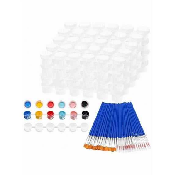 "20 Strips 120 Pots 3ml Empty Paint Containers with Lids + 40 Brushes ...