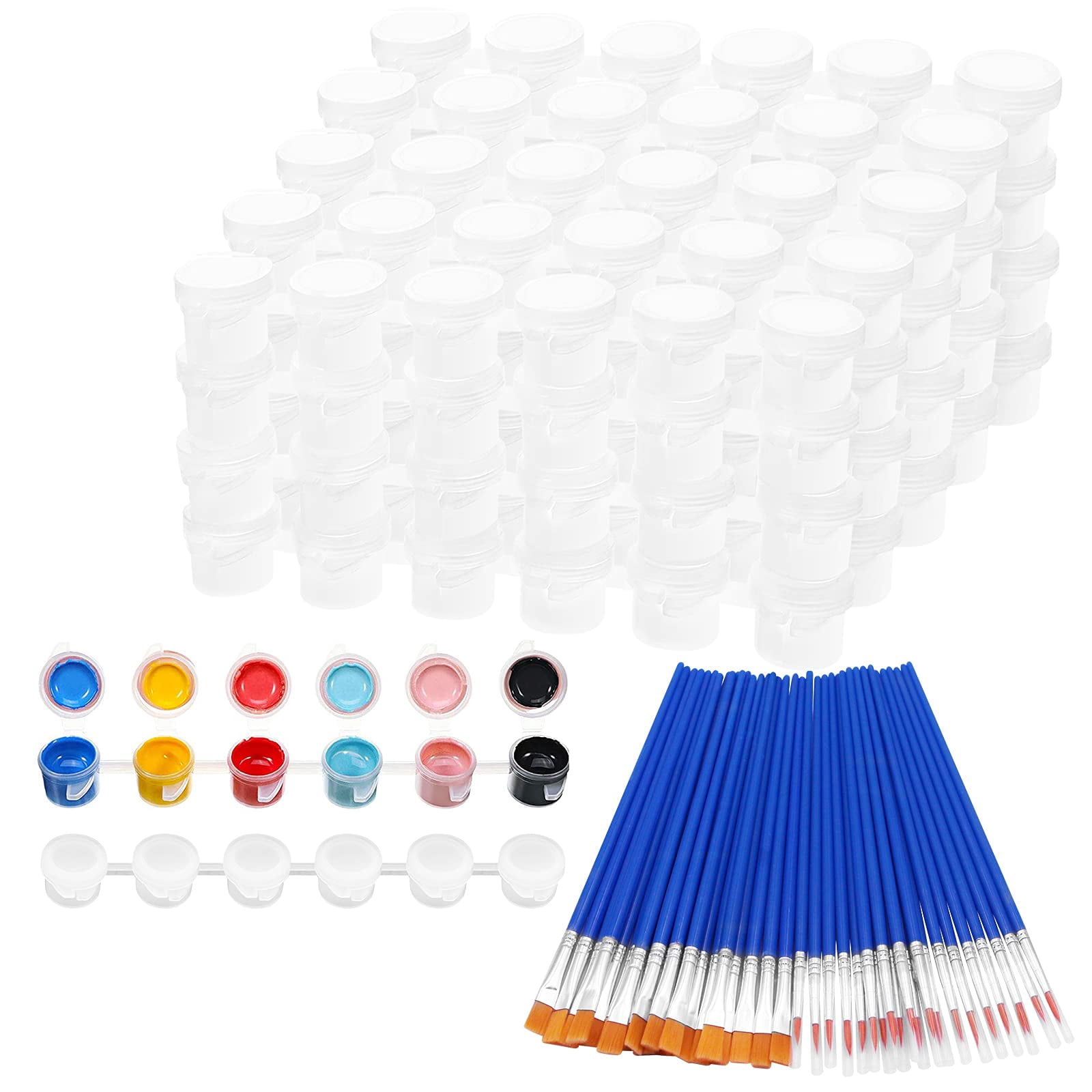 20 Strips 120 Pots Empty Paint AIS1 Pots Strips with Lid Mini Clear ...
