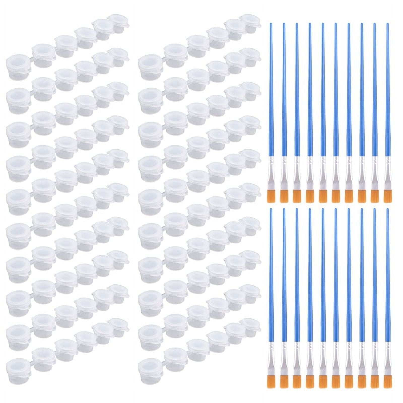 20 Strips 120 Pots Empty Paint Mini Clear Storage Containers and Pcs ...