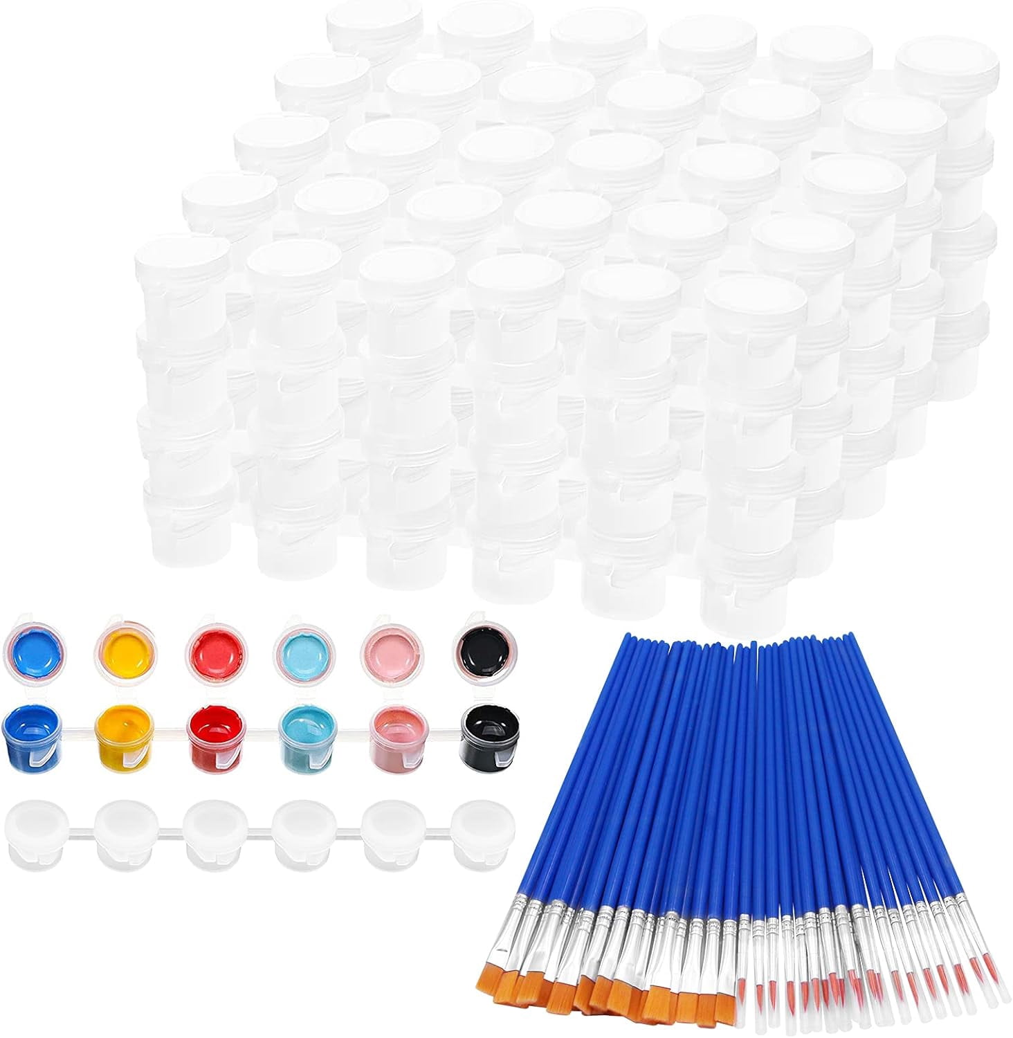 20 Strips 120 Pots Empty Paint Pots Strips with Lid Mini Clear Storage ...