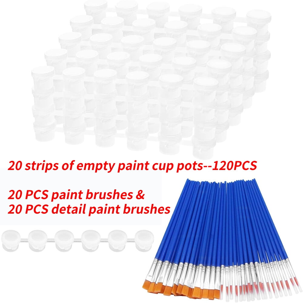 20-Strips Empty Paint Pots Strips with Lid Mini Clear Storage Container ...