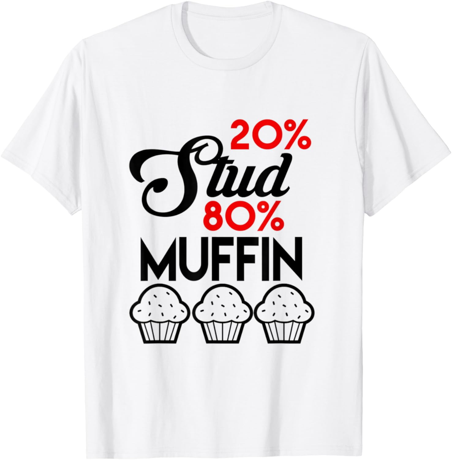 20% Stud 80% Muffin Funny Quote T-Shirt men and women can wear, black ...
