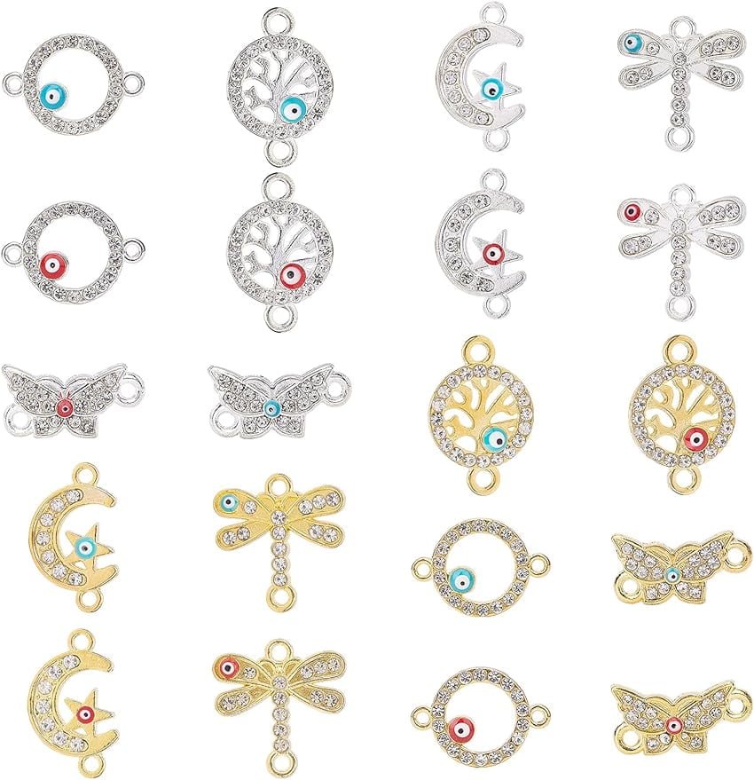 20 Styles 40pcs Enamel Butterfly Dragonfly Evil Eye Connector ...