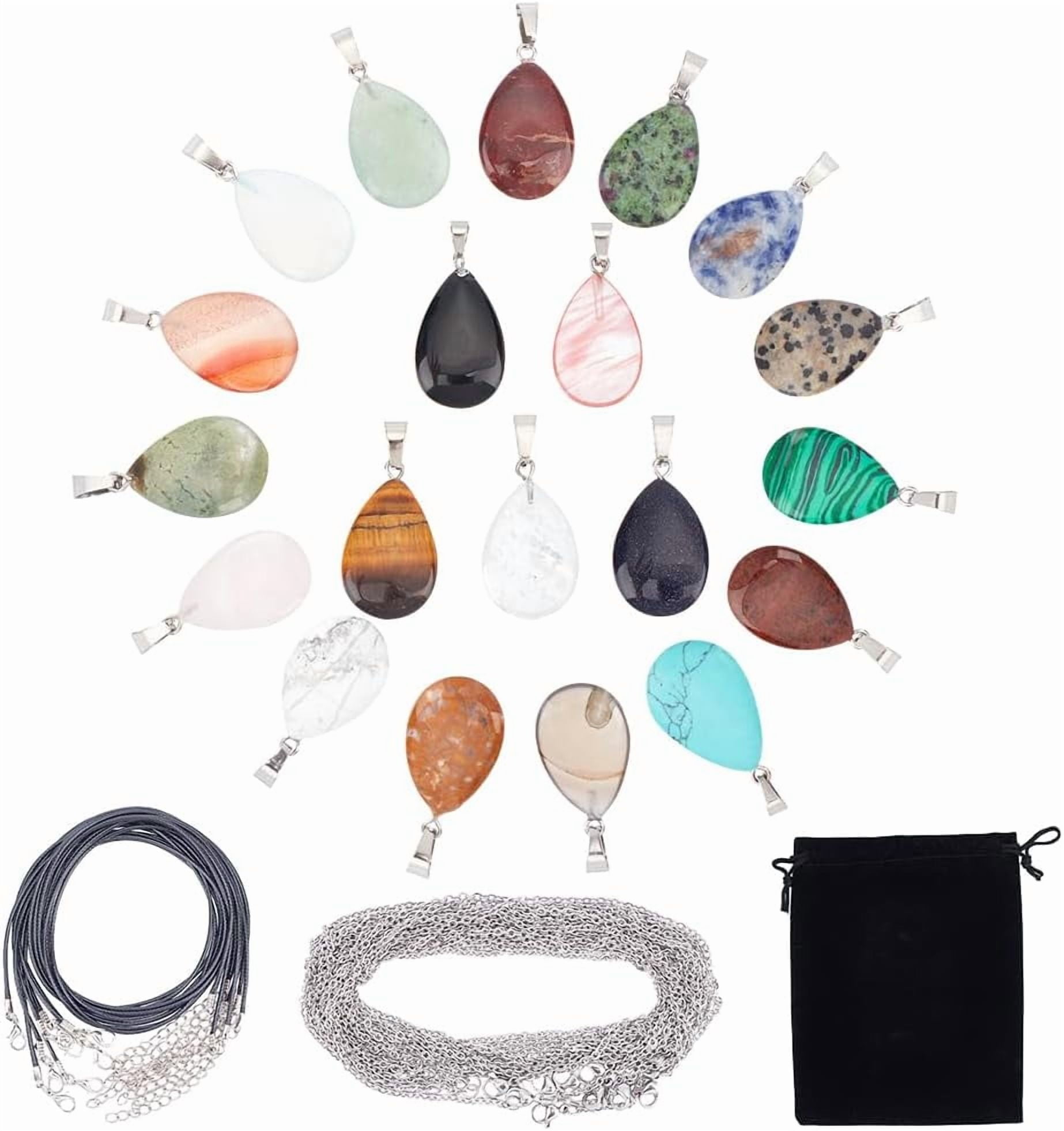 20 Styles Teardrop Stone Charms Set Natural Energy Mixed Stone Pendants ...