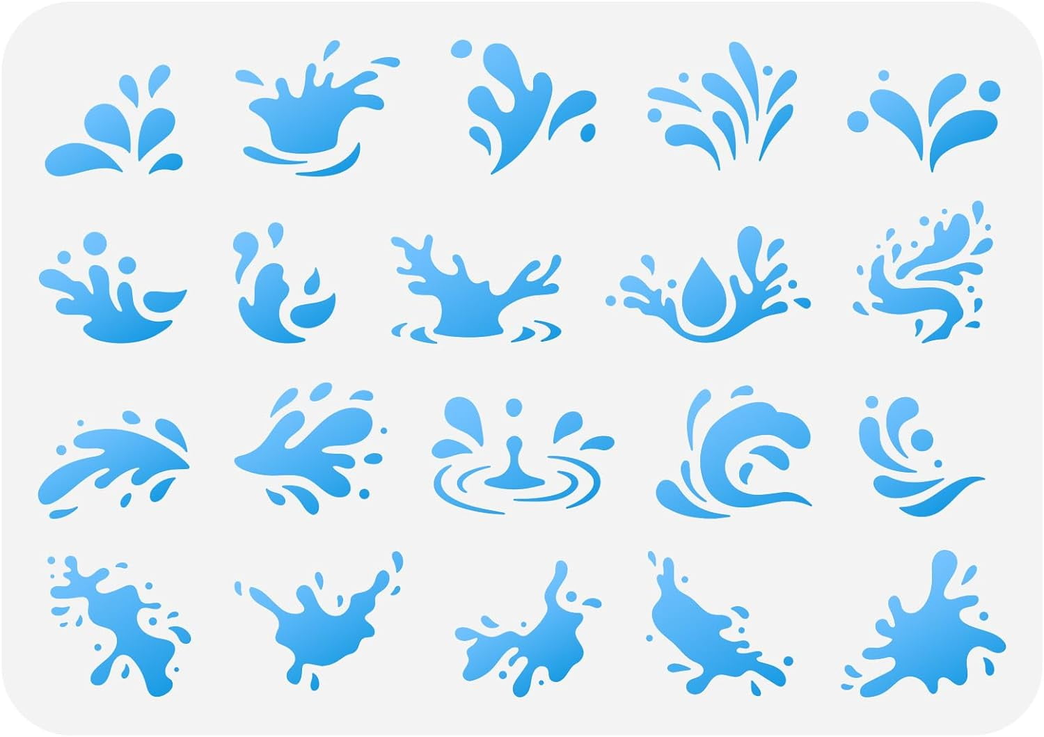 20 Styles Water Drops Painting Stencil 11.7x8.3 inch Reusable Water Splash Pattern Drawing ...