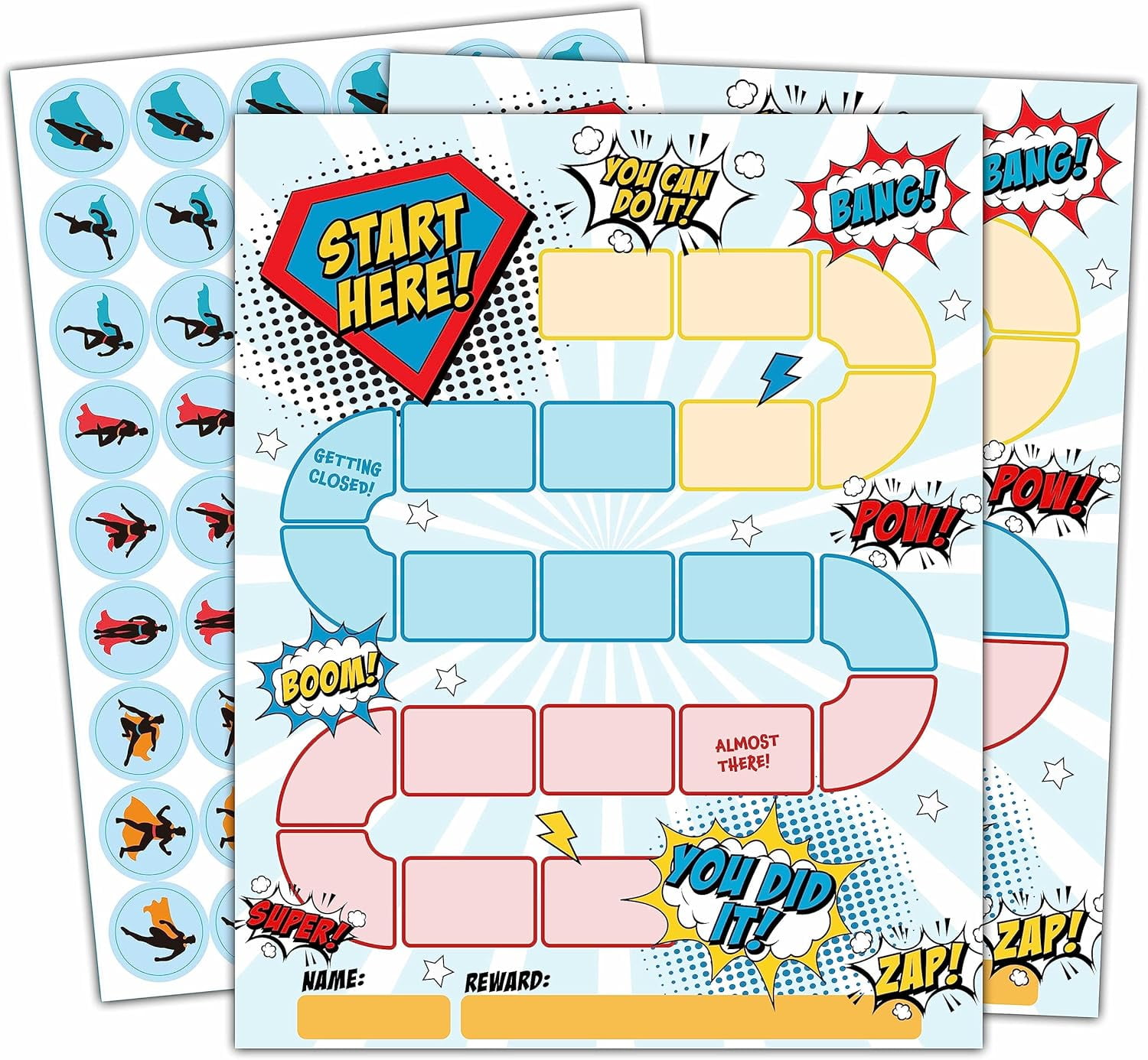20 Superhero Reward Chart with 432 Round Stickers, Incentive Behavior ...