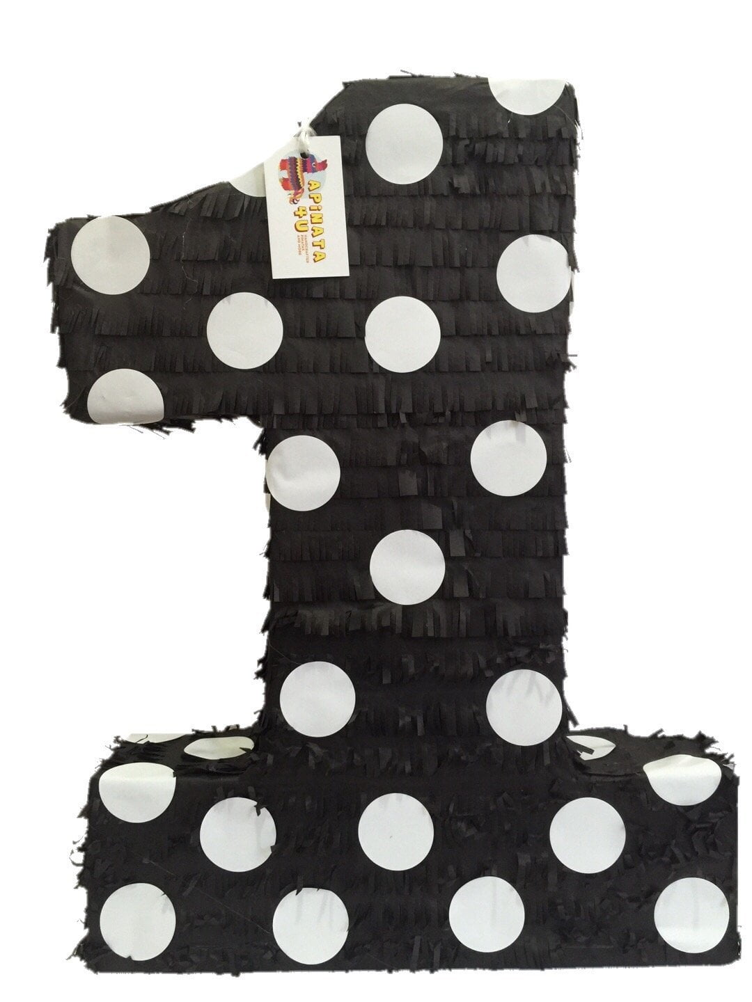 20"Tall Black Number One Pinata With White Polka Dots First Birthday ...