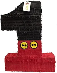 20" Tall Black & Red Number One Pinata Tall First Birthday Mouse Themed ...