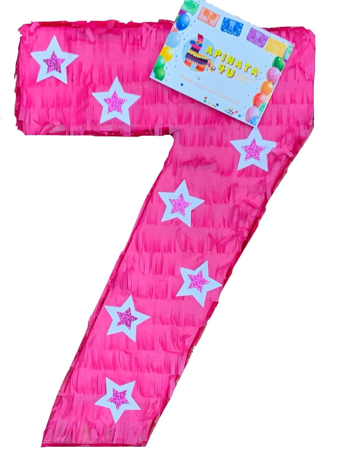 20" Tall Hot Pink Number Seven Pinata For Seventh Birthday Party ...