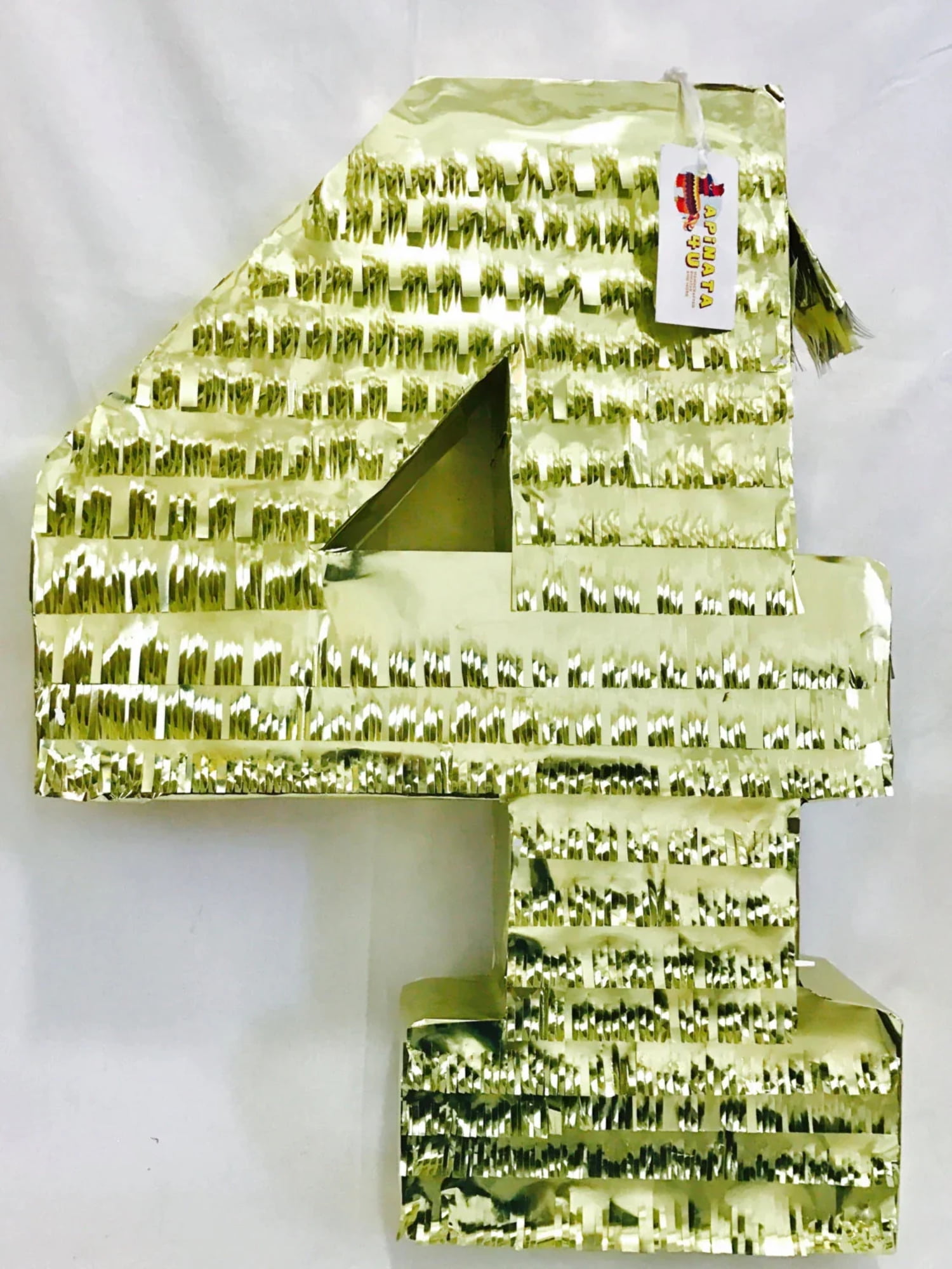 20" Tall Number Four Pinata Gold Color Fourth Birthday Party Supplies ...