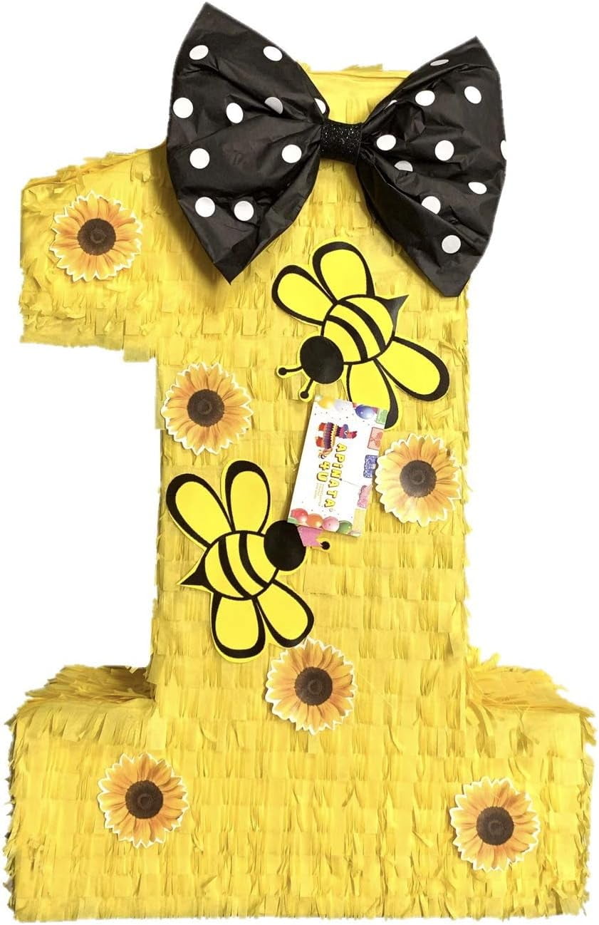 20" Tall Number One Pinata Bee Queen Themed Sunflower First Birthday ...