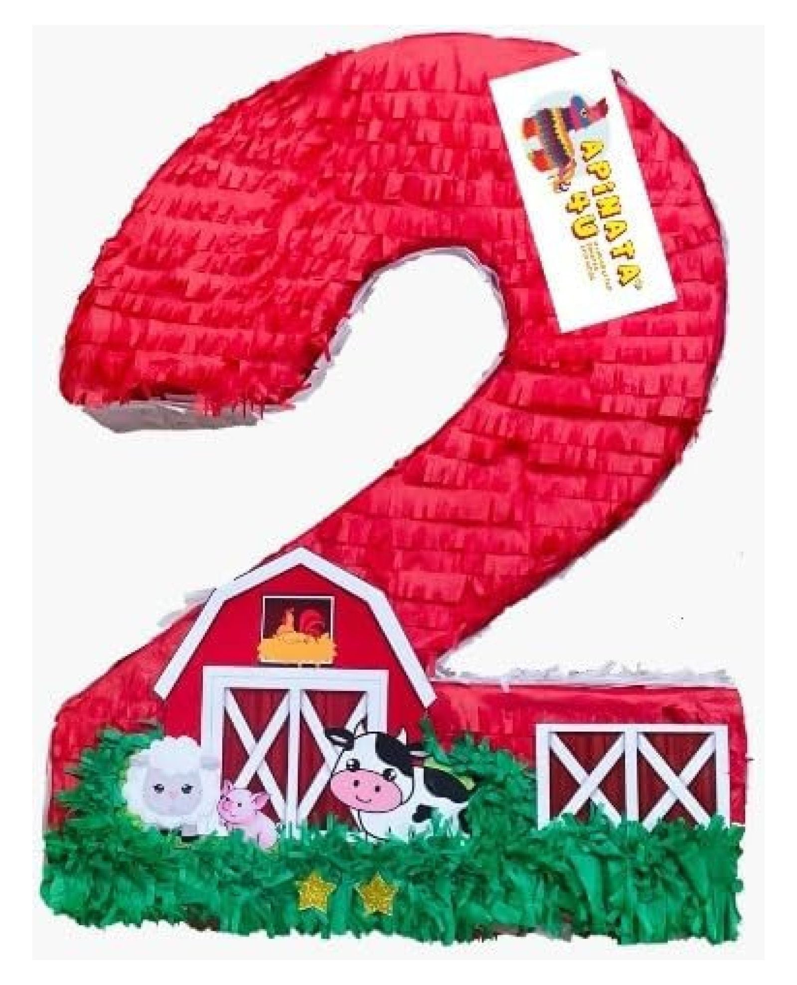 20" Tall Number Two Pinata Second Birthday Party Farm Animals Barnyard ...