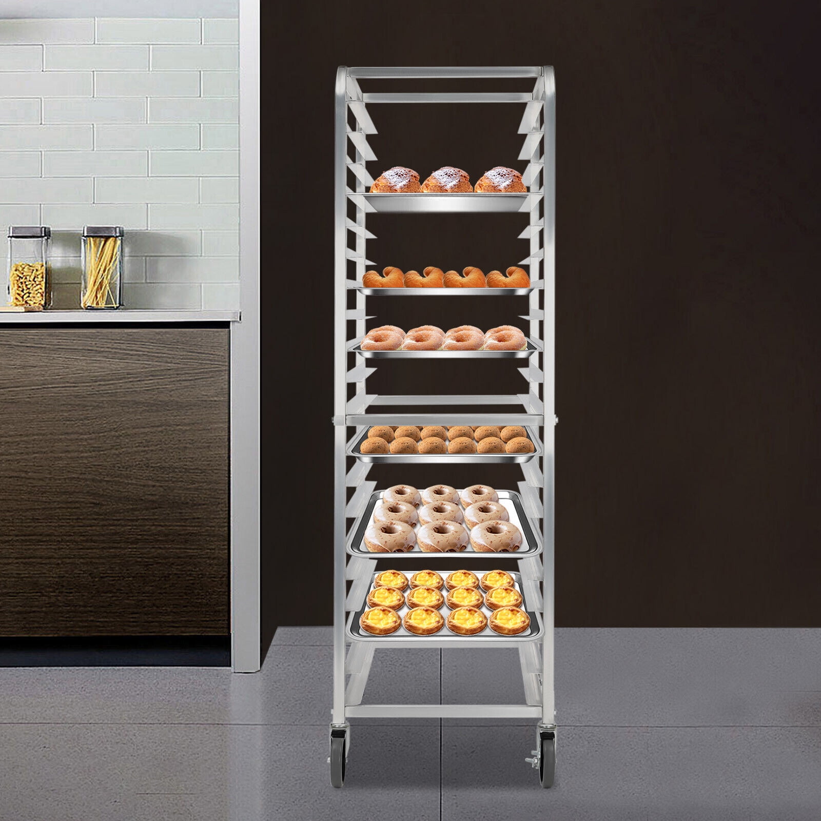 20-Tier Aluminum Bakery Rack – Heavy-Duty Bun Pan Rack with Lockable ...