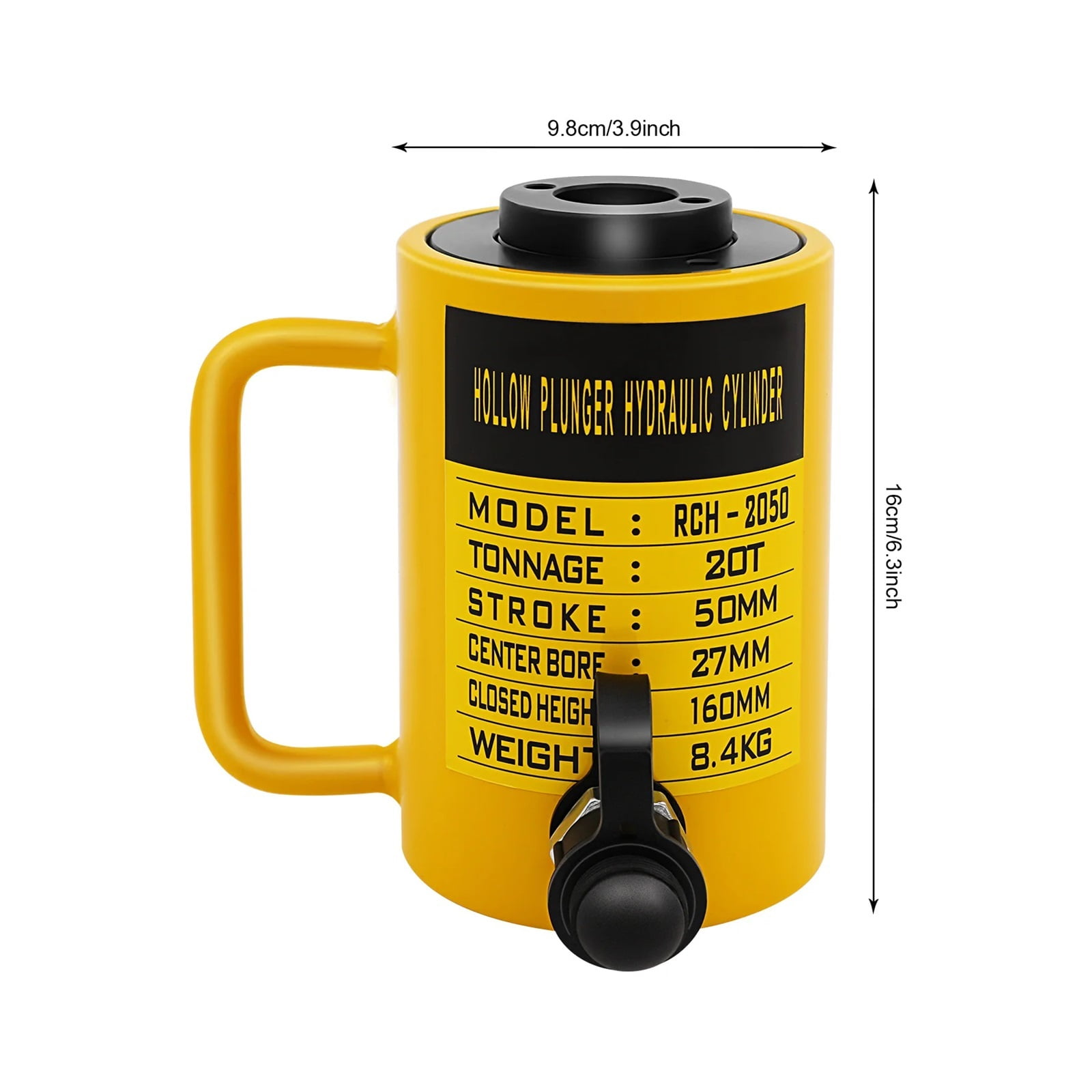 20 Ton Manual Oil Pump Hydraulic Cylinder Lifter Hollow 2 Inch Stroke ...