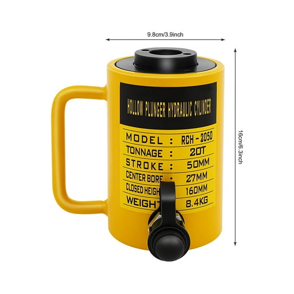 20 Ton Manual Oil Pump Hydraulic Cylinder Lifter Hollow 2 Inch Stroke ...