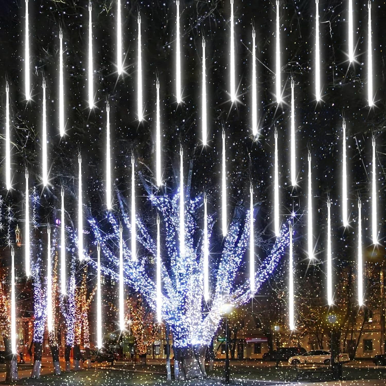 20 Tubes 640 Meteor Shower Rain Lights, 15.7 Cascading Icicle Lights ...