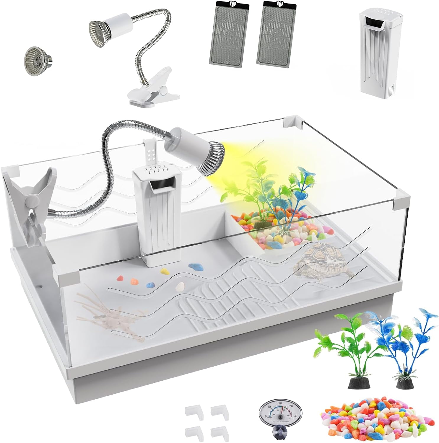 20" Turtle Tank Starter Kit(Light + Filter), Reptile Tank, Acrylic ...