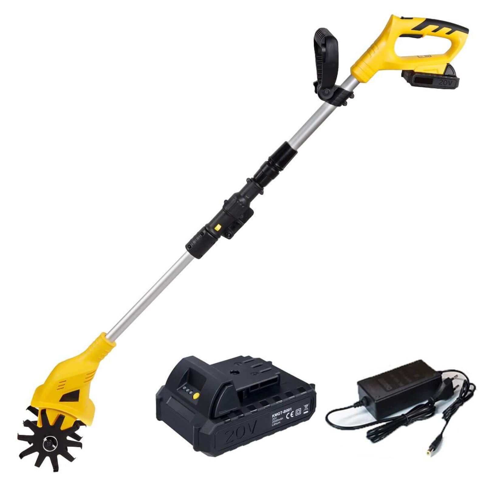20 V Cordless Tiller Cultivator, 250 RPM Electric Rototiller for ...