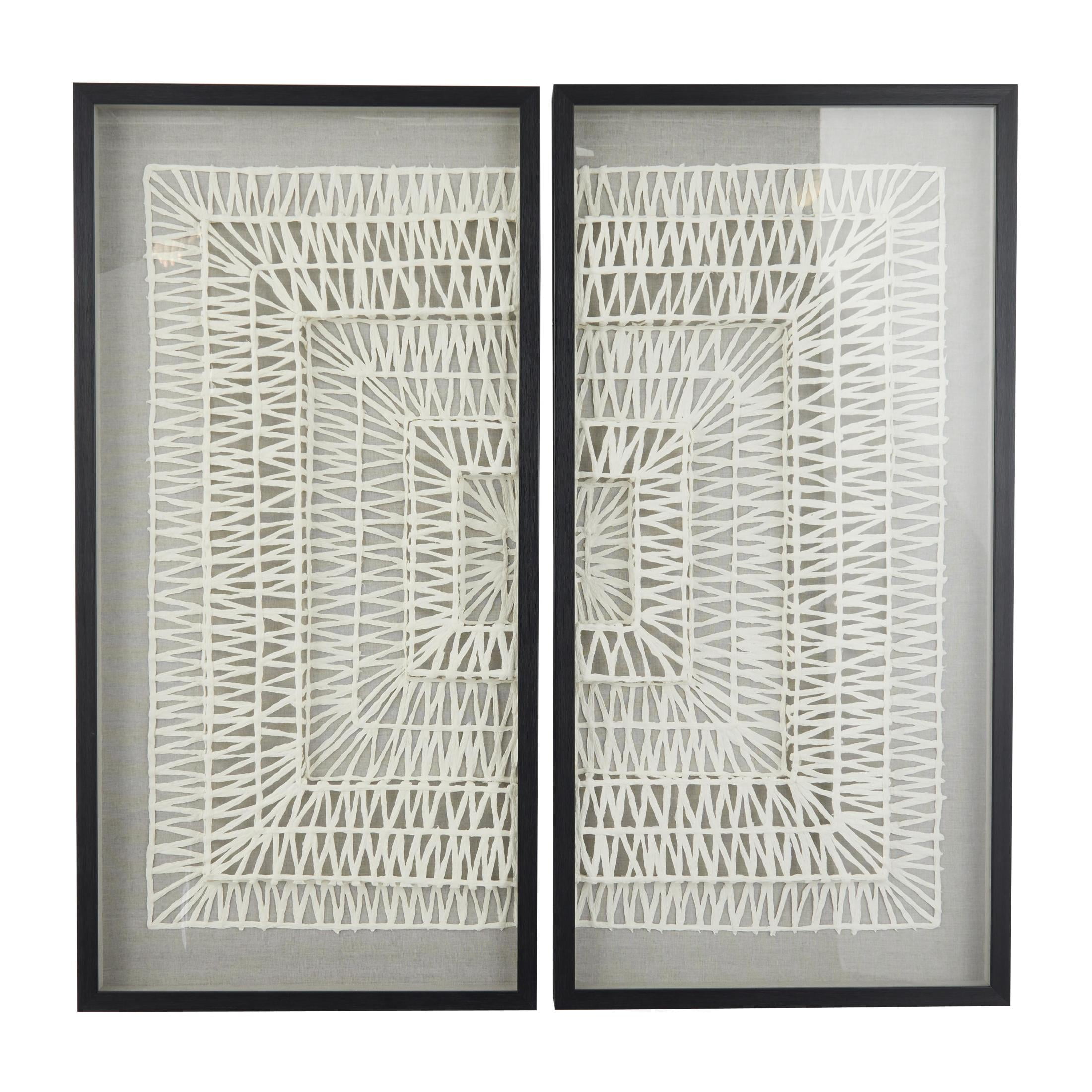 20"W, 39"H White Geometric Handmade 3D Origami Shadow Box with Black ...