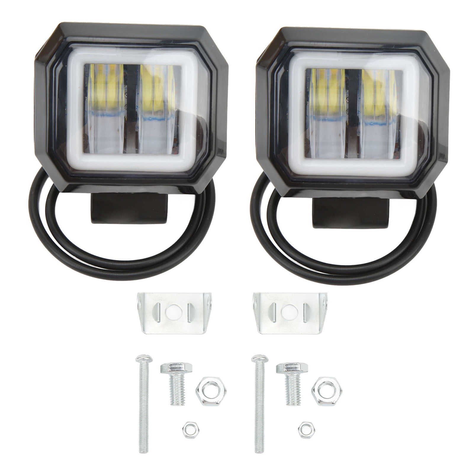 20 W 6500K LED Square Light Bar Spotlight DRL Angel Eyes Side ...