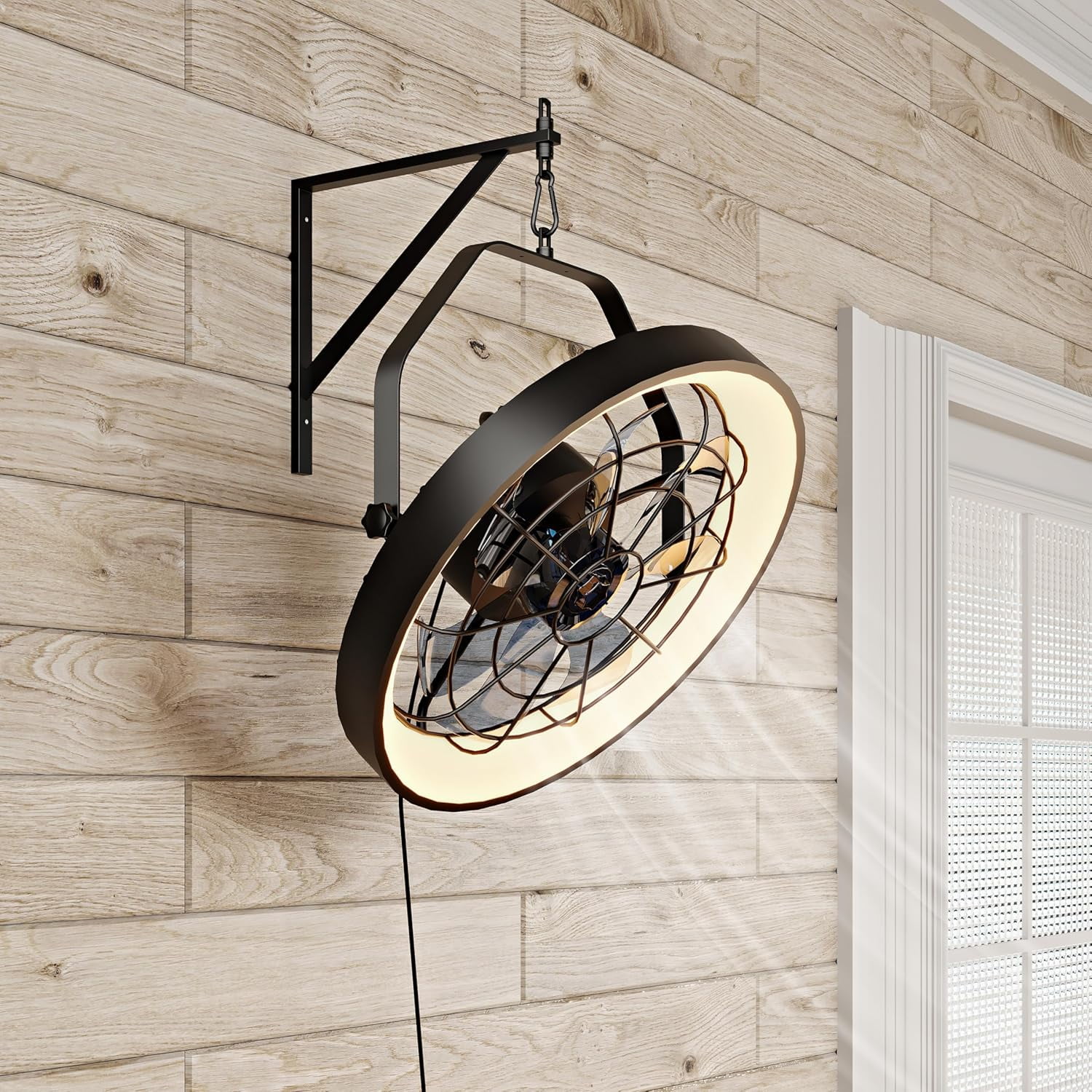 20" Wall Mount Fan with Light, 5000 CFM 6-Speed High Velocity Ceiling ...