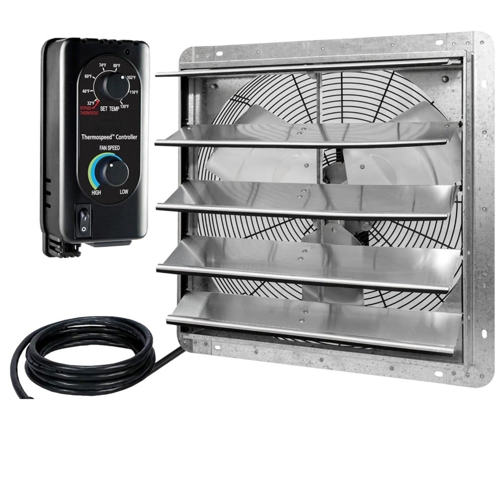 20" Wall Mounted Shutter Exhaust Fan, Automatic Shutter, With ...