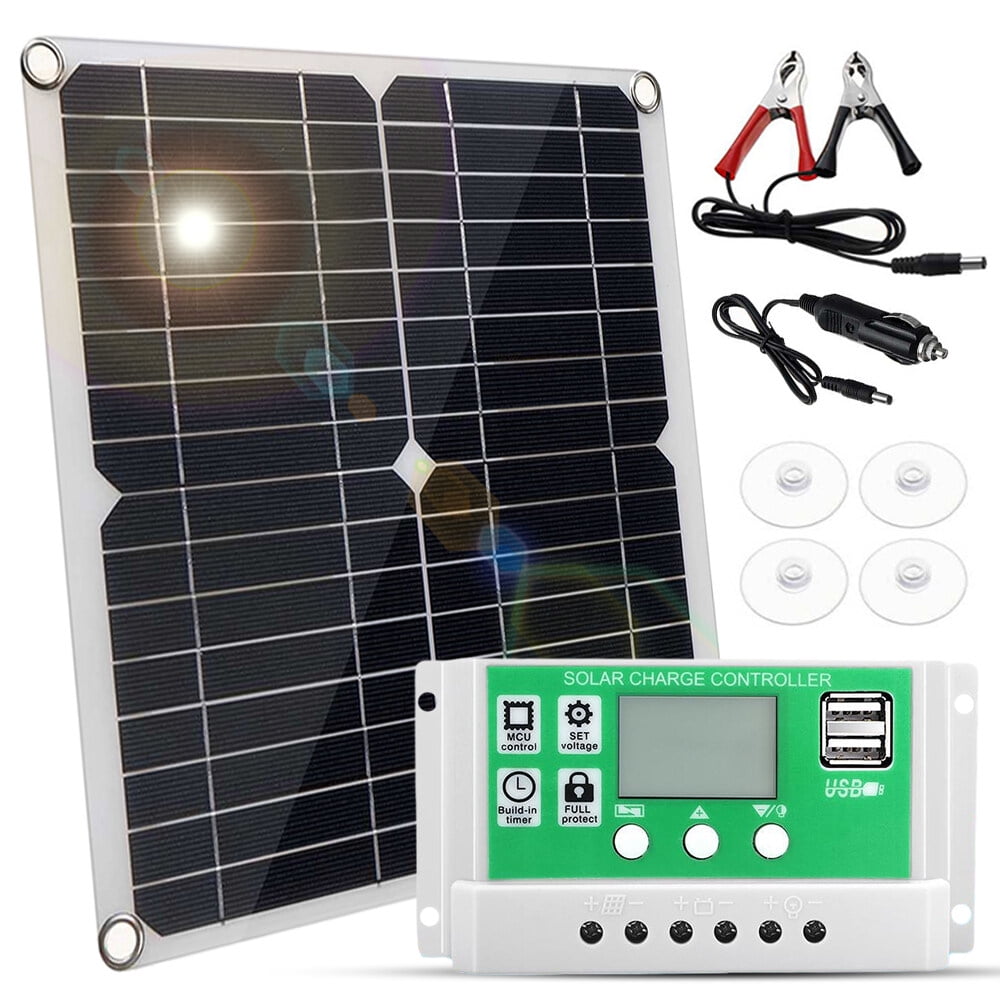 20 Watt 12 Volt Solar Panel Kit Monocrystalline Solar Panel + 10A PWM ...